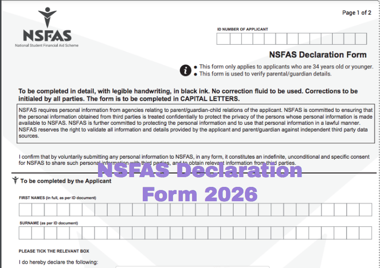 Nsfas Declaration Form 2026 Za