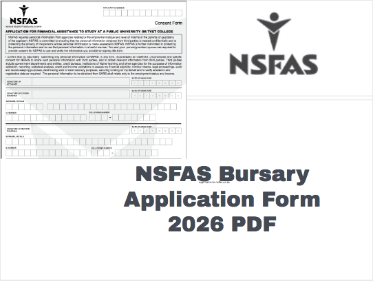 NSFAS Bursary Application Form 2026 PDF - www.nsfas.org.za